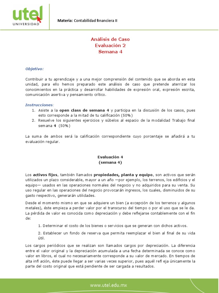 Contabilidad financiera II_Evaluación 2_P | PDF | Depreciación | Contabilidad