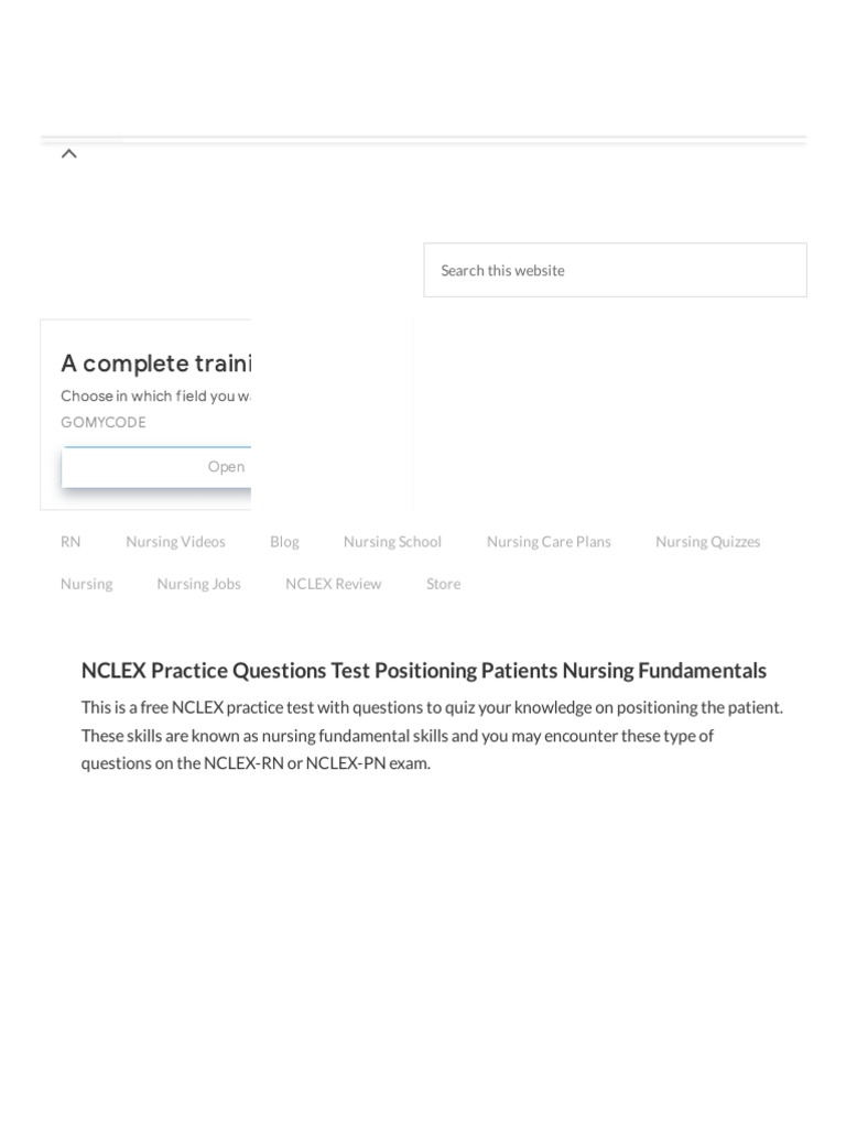 NCLEX Practice Questions Test Positioning Patients Nursing Fundamentals ...