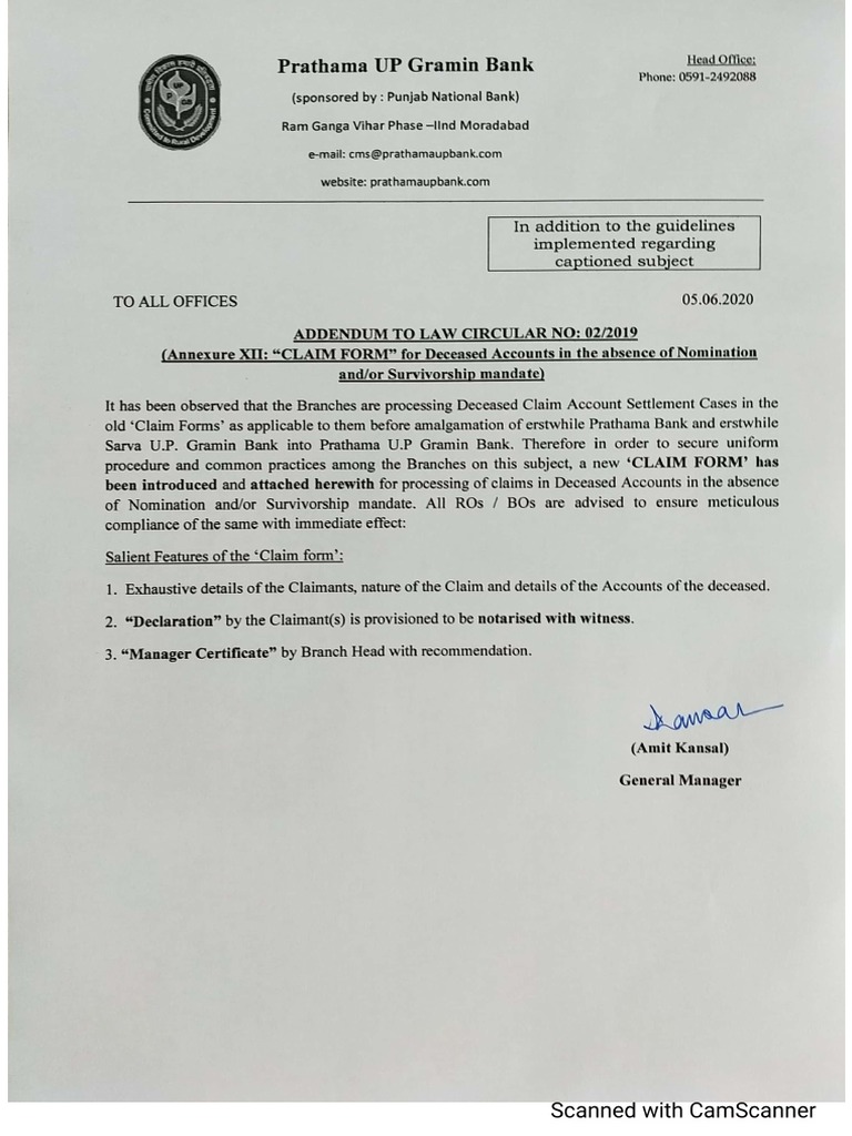 Addendum Claim Form | PDF