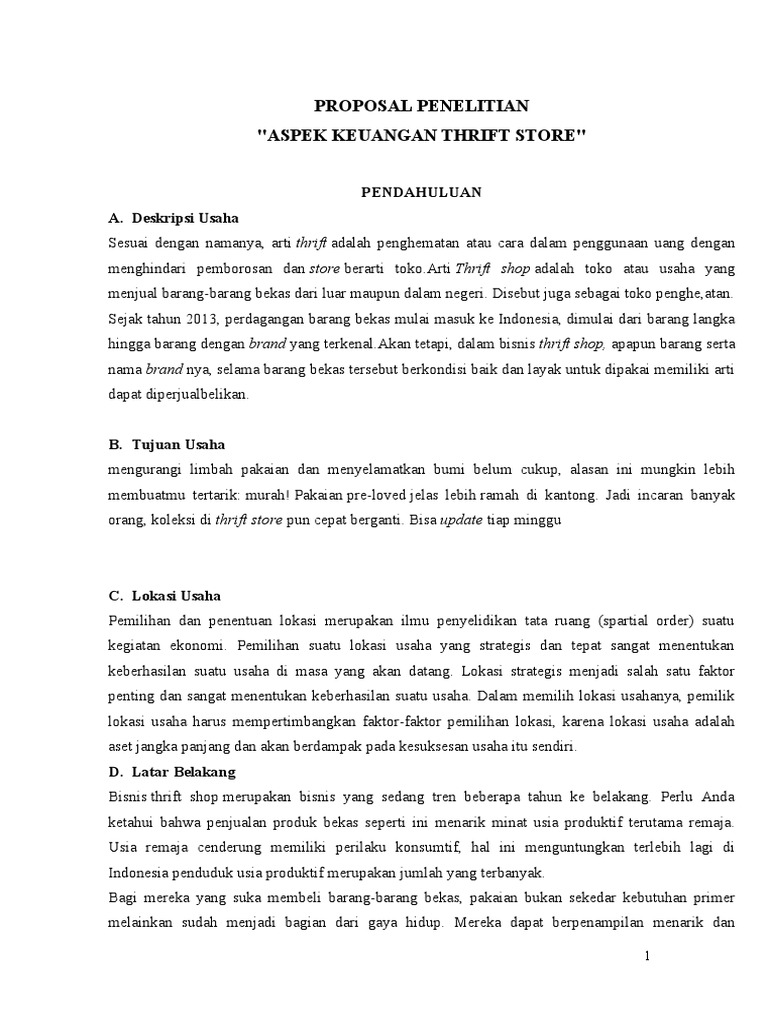 Aspek Keuangan Thrift Store | PDF | Pengelolaan Keuangan & Uang