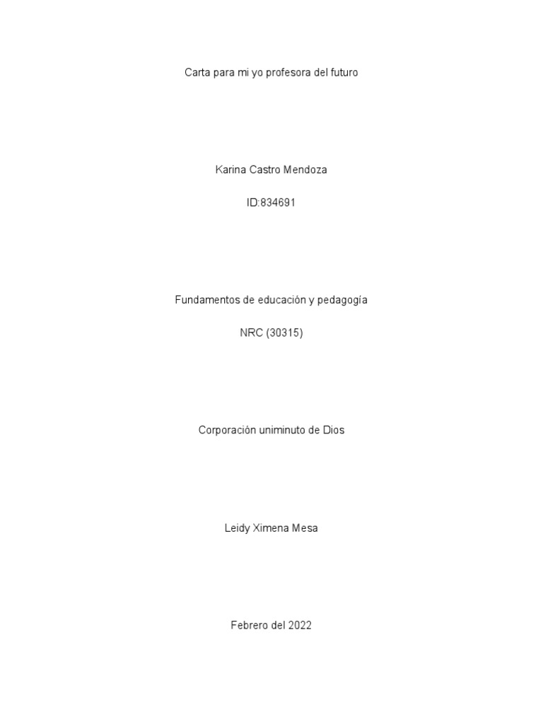 Carta a mi yo profesora del futuro | PDF