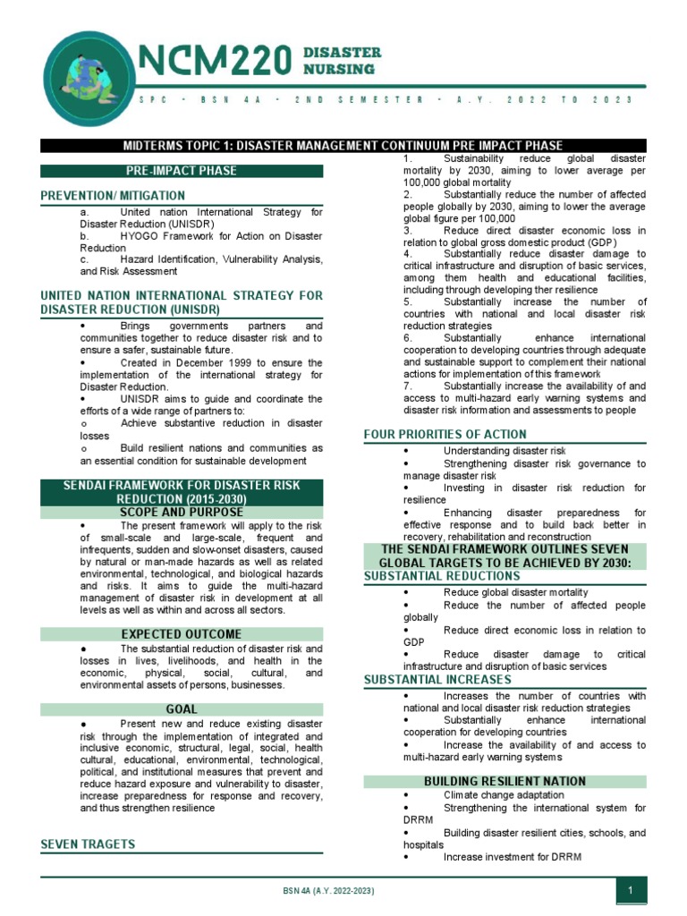 NCM 220 Disaster Nursing | PDF | Emergency Management | Risk