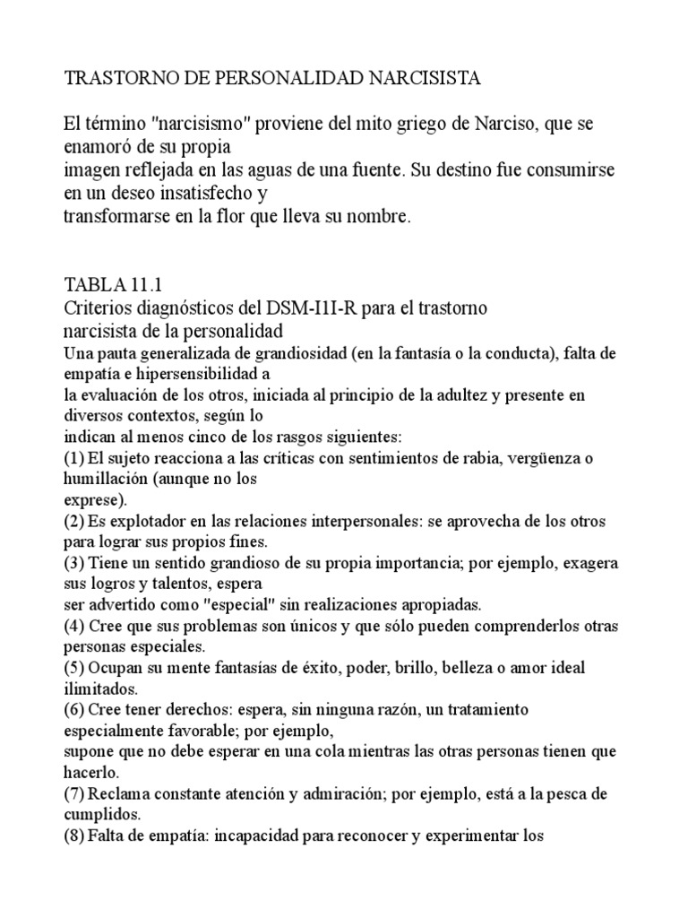 Narcisismo Por Beck | PDF | Narcisismo | Sicología
