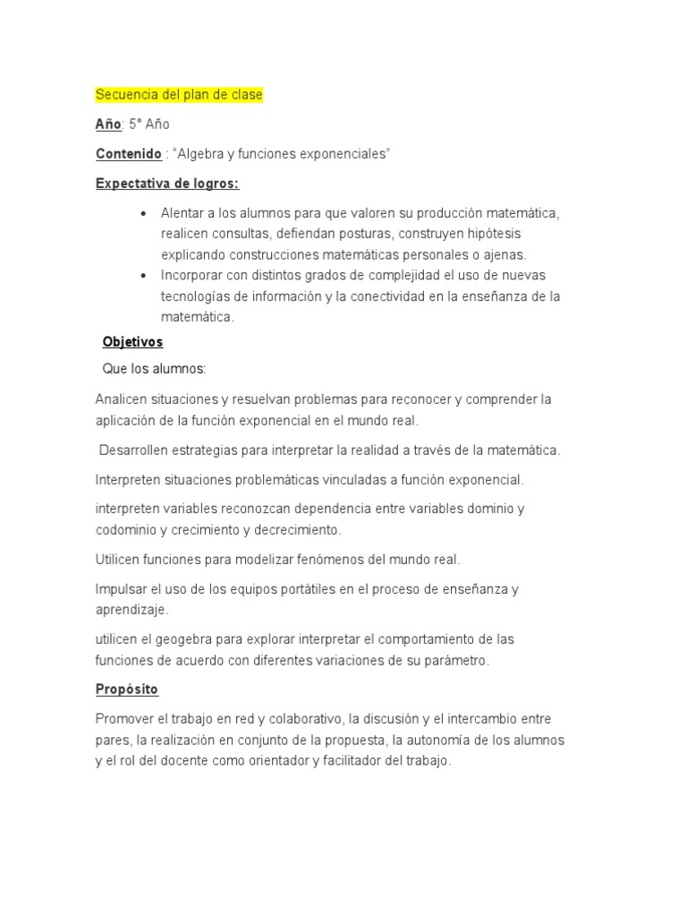 Secuencia Didactica F.exponencial | PDF | Función (Matemáticas) | Matemáticas