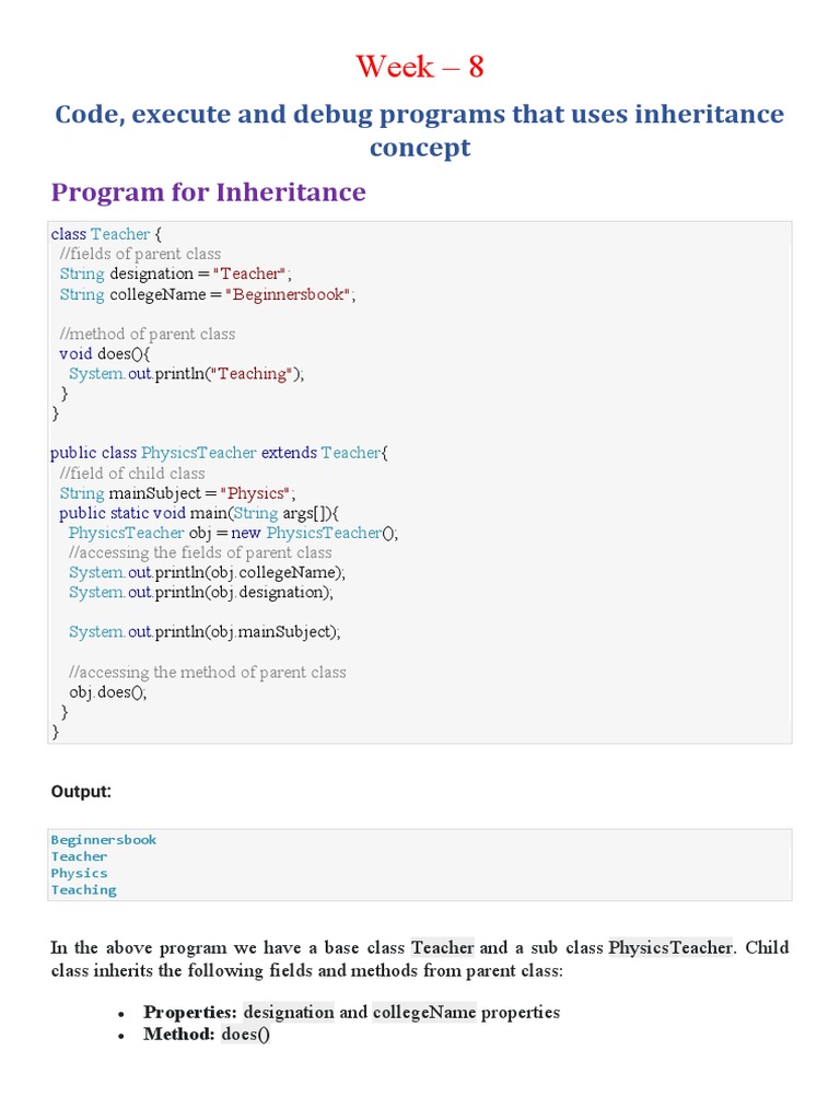 Java Week 8 Pratical Pdf Inheritance Object Oriented Programming Method Computer