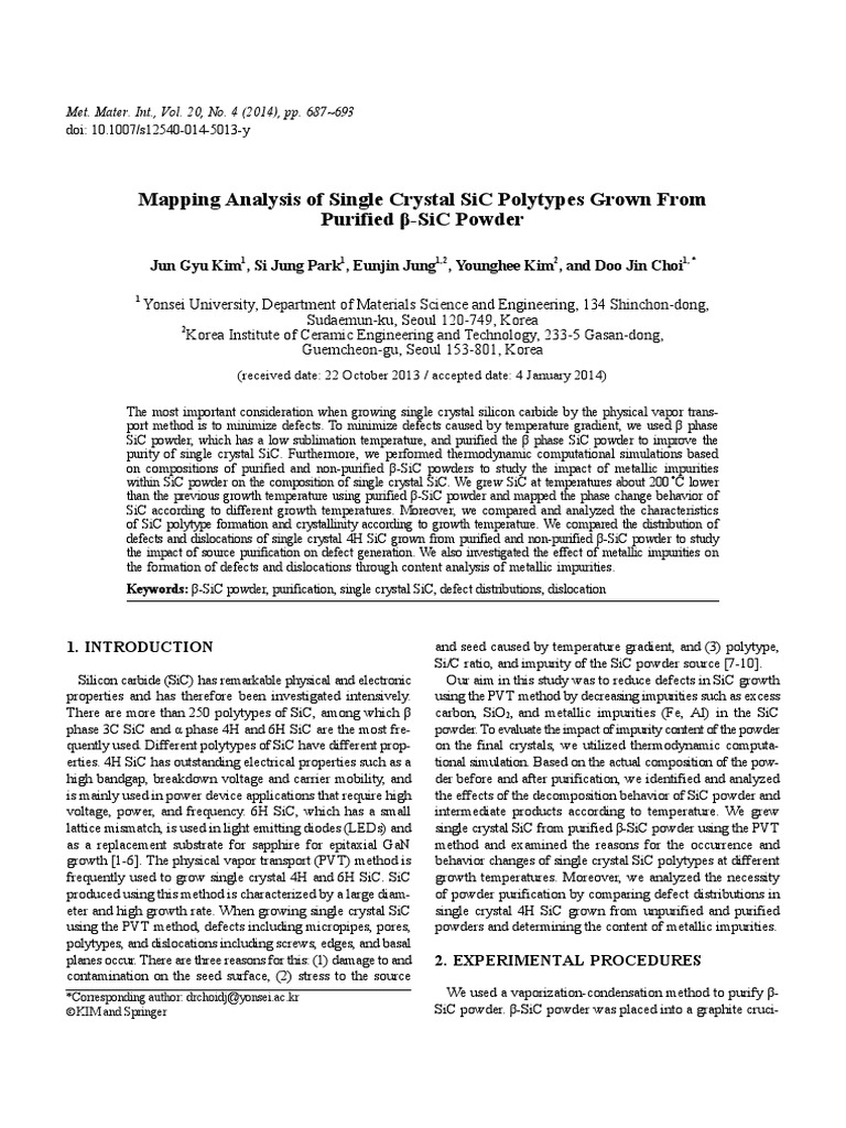 Mapping Analysis of Single Crystal SiC Polytypes Grown From Purified b ...
