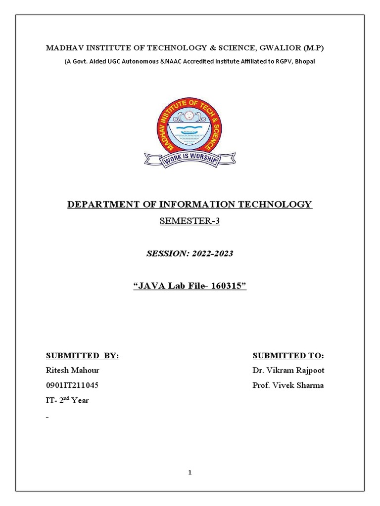 Java Lab File | Download Free PDF | Software Development | Computer Science Java Lab File | Download Free PDF | Software Development | Computer Science