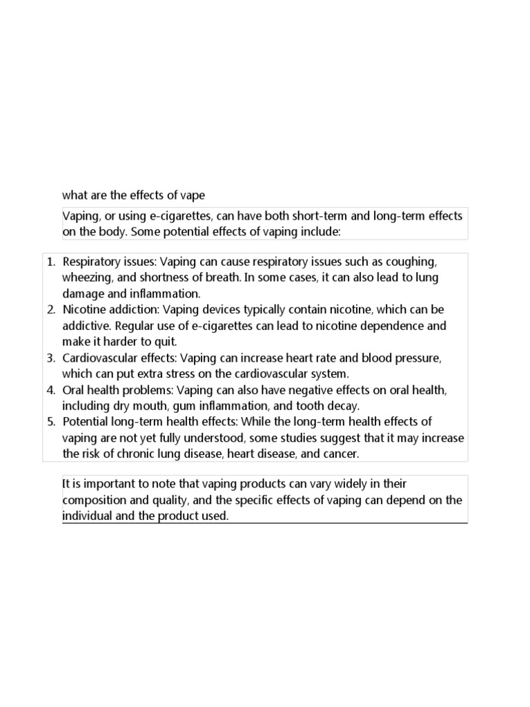 What Are The Effects of Vape | PDF