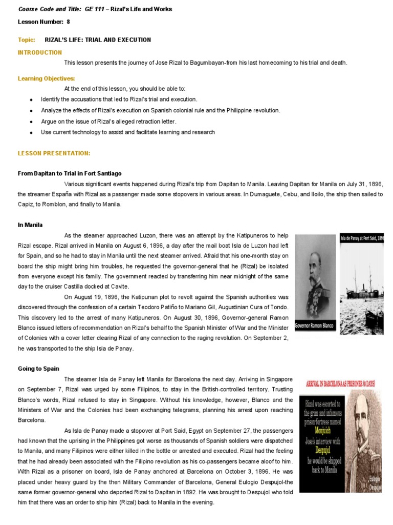 Lesson 8 Rizal | PDF | Philippines Lesson 8 Rizal | PDF | Philippines