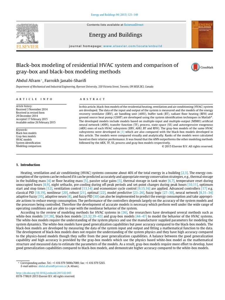 Black-Box Modeling of Redidential HVAC System and Comparison of Gray Box and Black Box Modeling ...