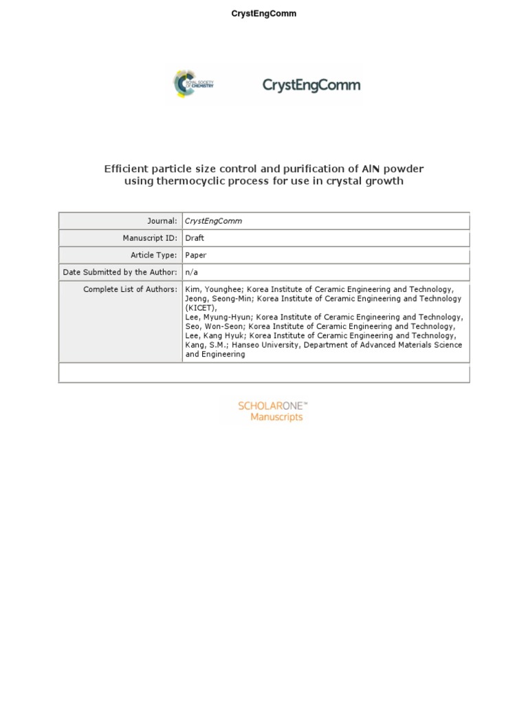 Efficient Particle Size Control and Purification of AlN | PDF | Single ...