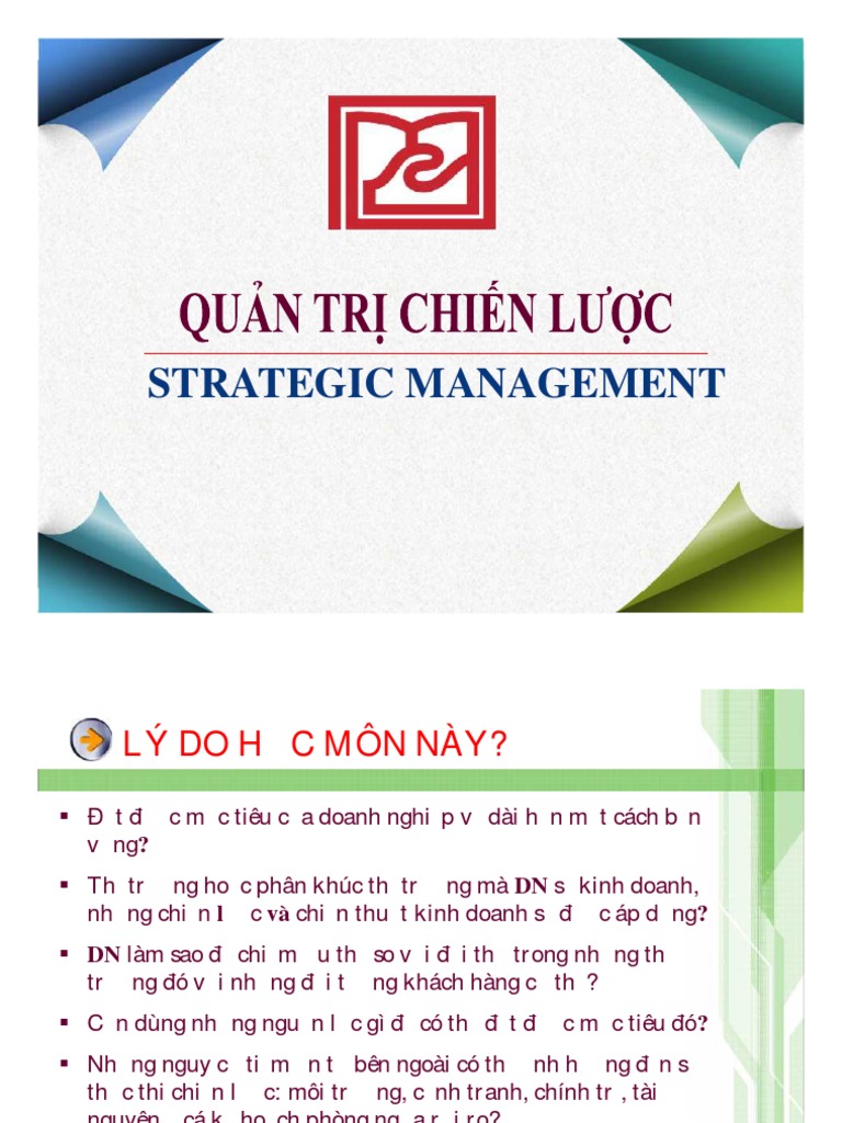MGT 403 - Strategic Management - 2020S - Lecture - 01 PDF | PDF