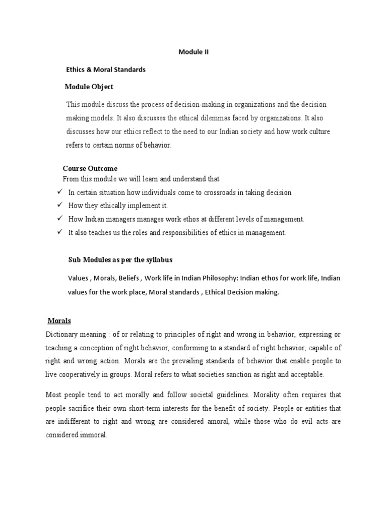 Study Material - Module Ii | PDF | Morality | Objectivity (Philosophy)