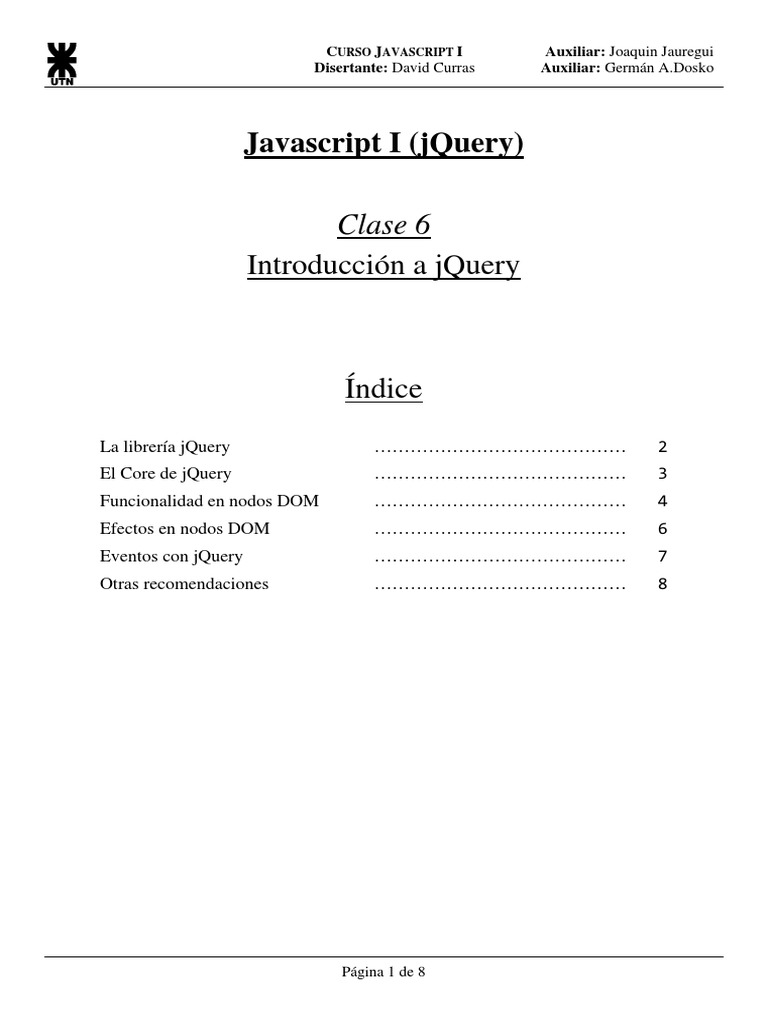 Javascript - Clase 6 | PDF | J Query | Modelo de objeto de documento