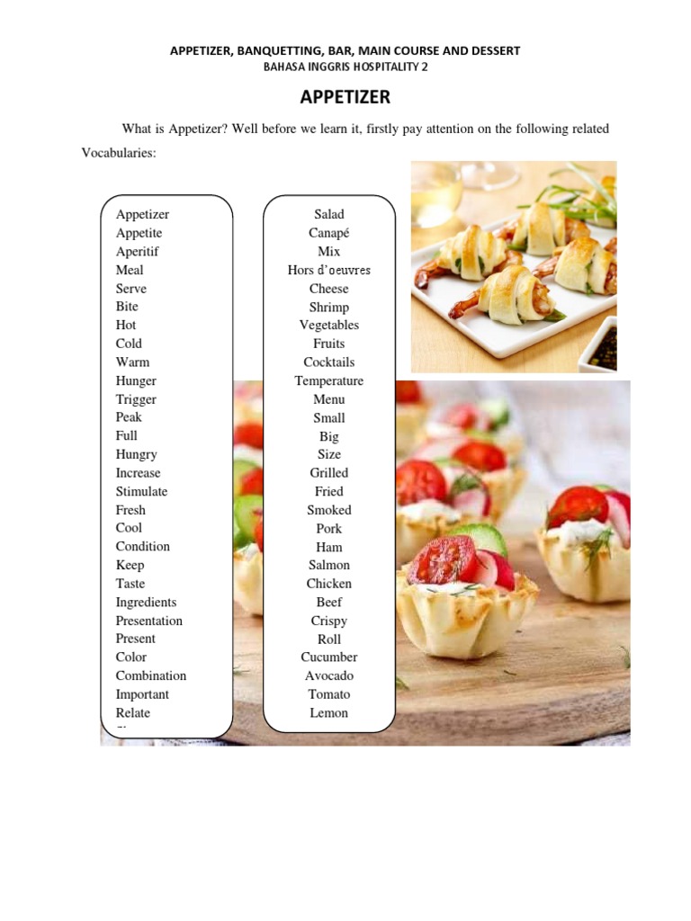 Appetizer To Dessrt PDF | PDF | Hors D'oeuvre | Tableware