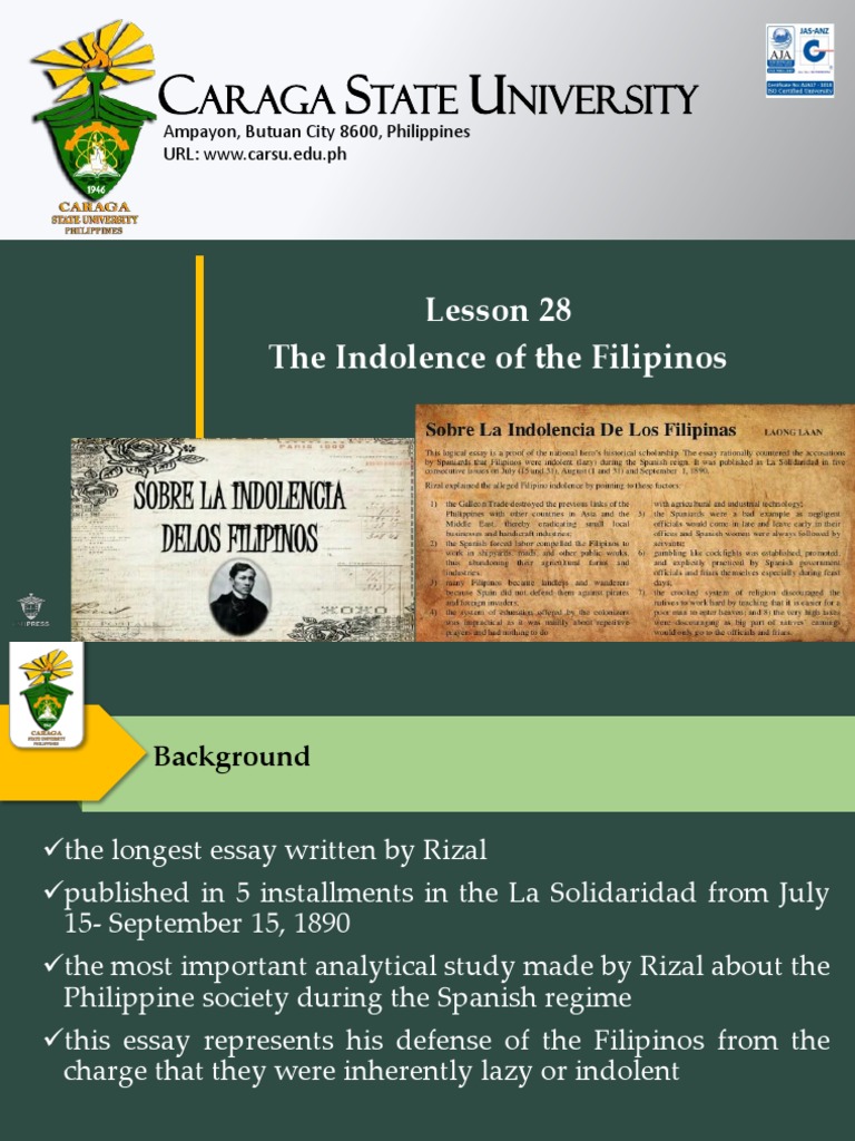 Lesson 28 The Indolence of The Filipinos PDF | PDF | New Spain ...
