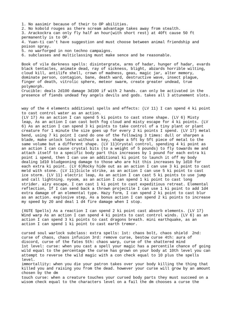 My DND Notes and Homebrew | PDF | Magician (Fantasy) | Dungeons & Dragons