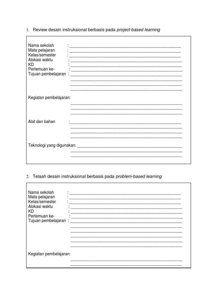 Review Desain Instruksional Berbasis Pada Project | PDF | Karier & Perkembangan