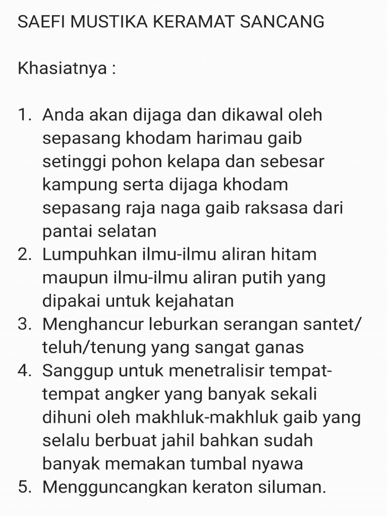 Khasiat-Khasiat Ilmu Saefi | PDF