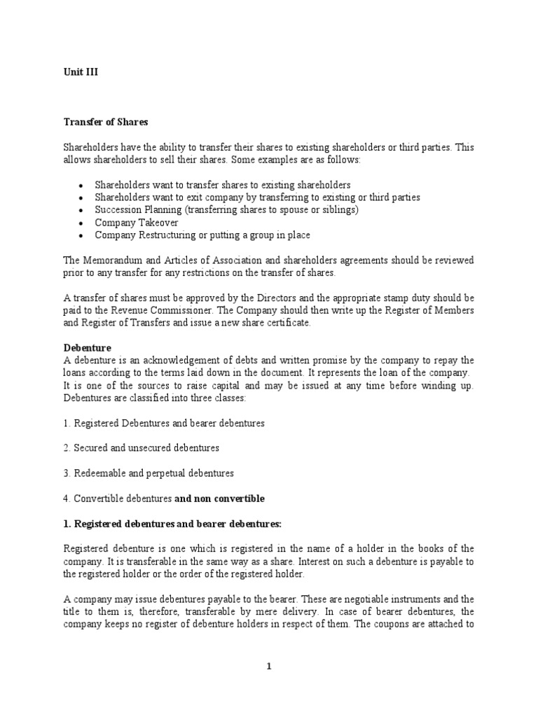 Unit III-Part 2 | PDF | Debenture | Corporations Unit III-Part 2 | PDF | Debenture | Corporations