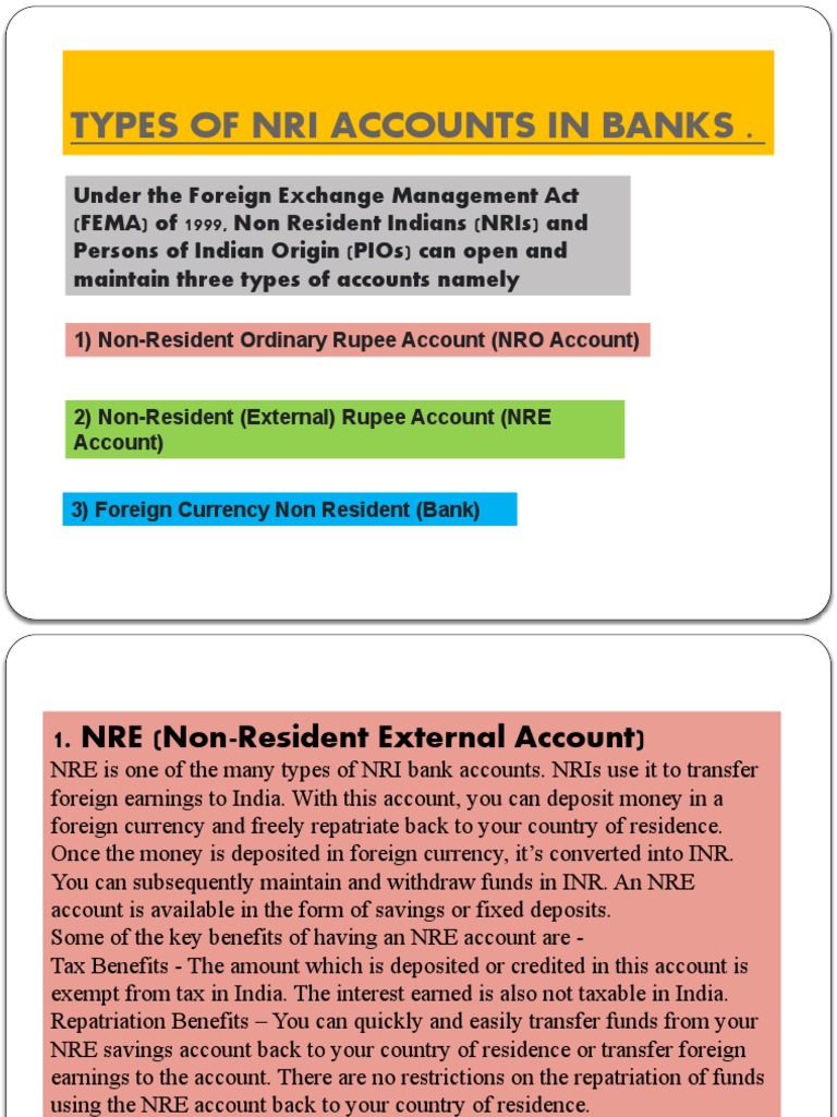Types of Nri Acc in Banks | PDF | Currency | Taxes