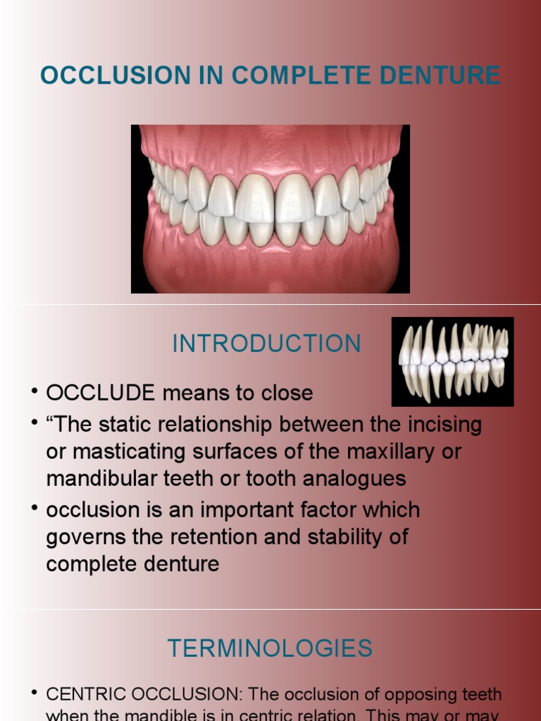Occlusion in Complete Denture | PDF | Animal Anatomy | Human Anatomy