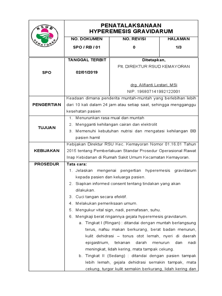 1 (ranap) TATALAKSANA HYPEREMESIS GRAVIDARUM | PDF