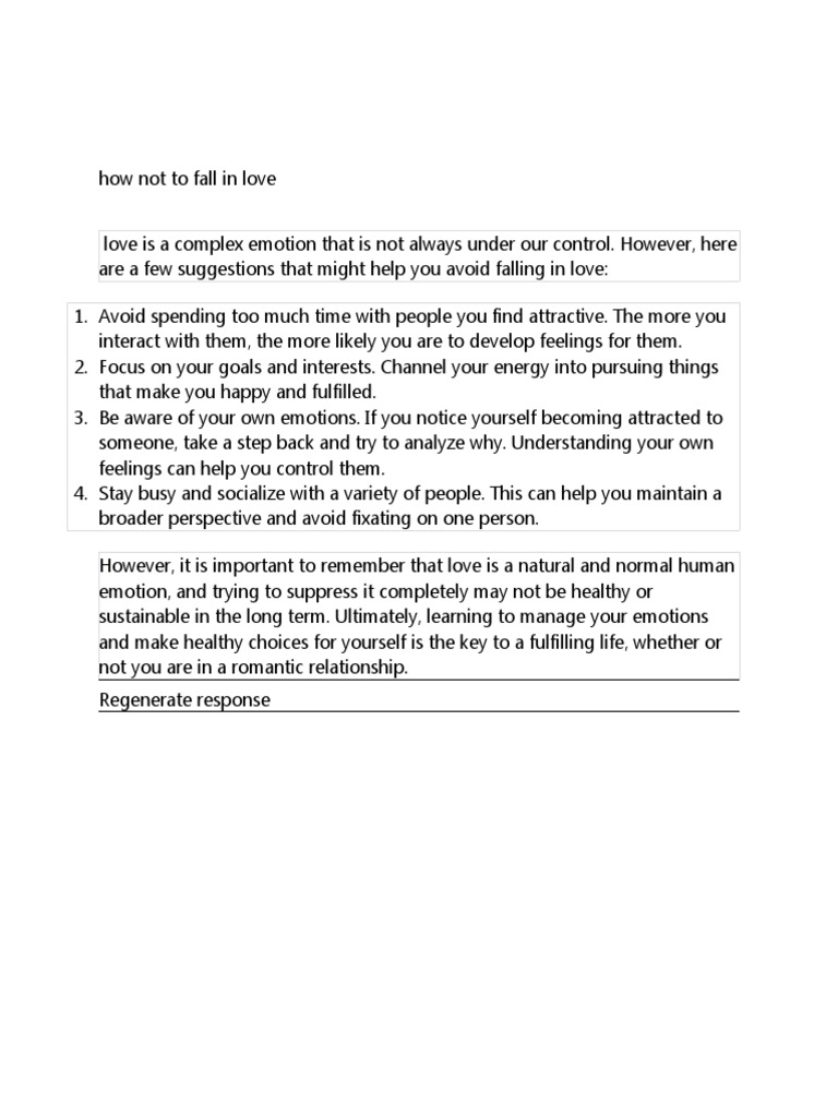 Strategies to Avoid Falling in Love | PDF