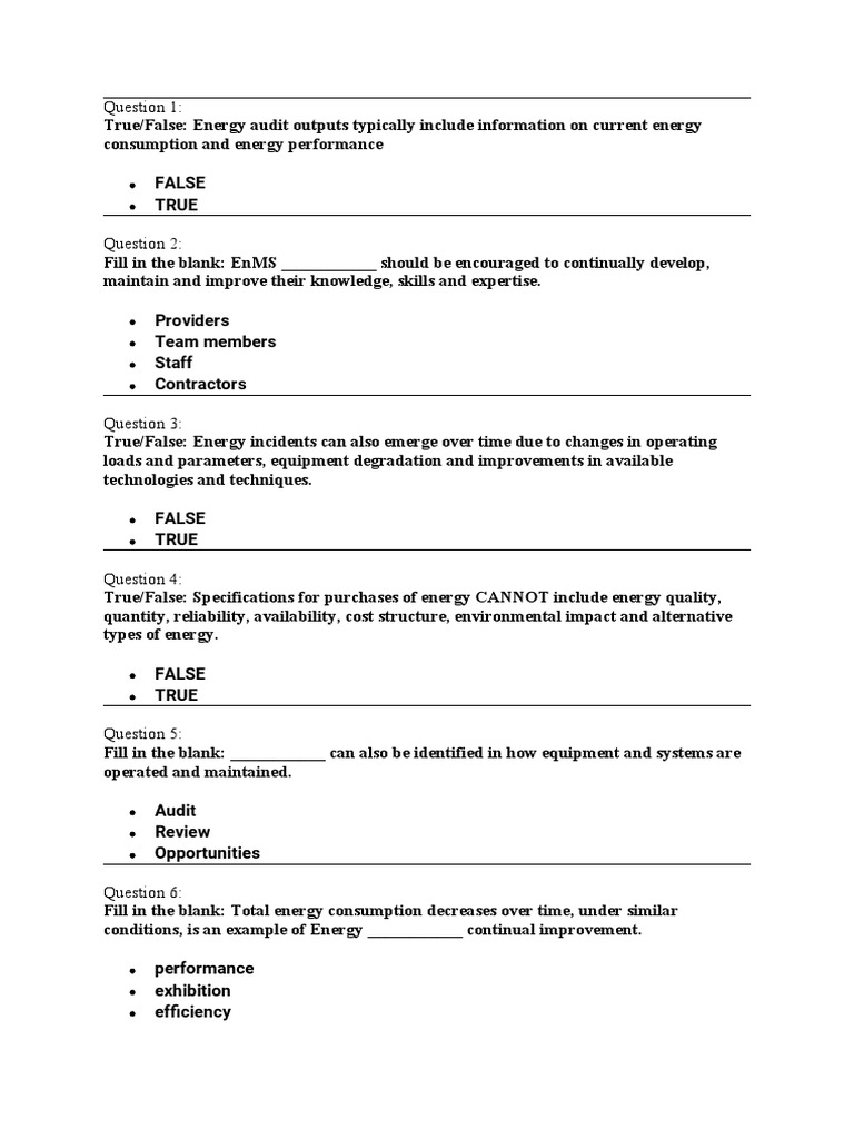 ISO 50001 Exam 2 | PDF | Audit | Reliability Engineering