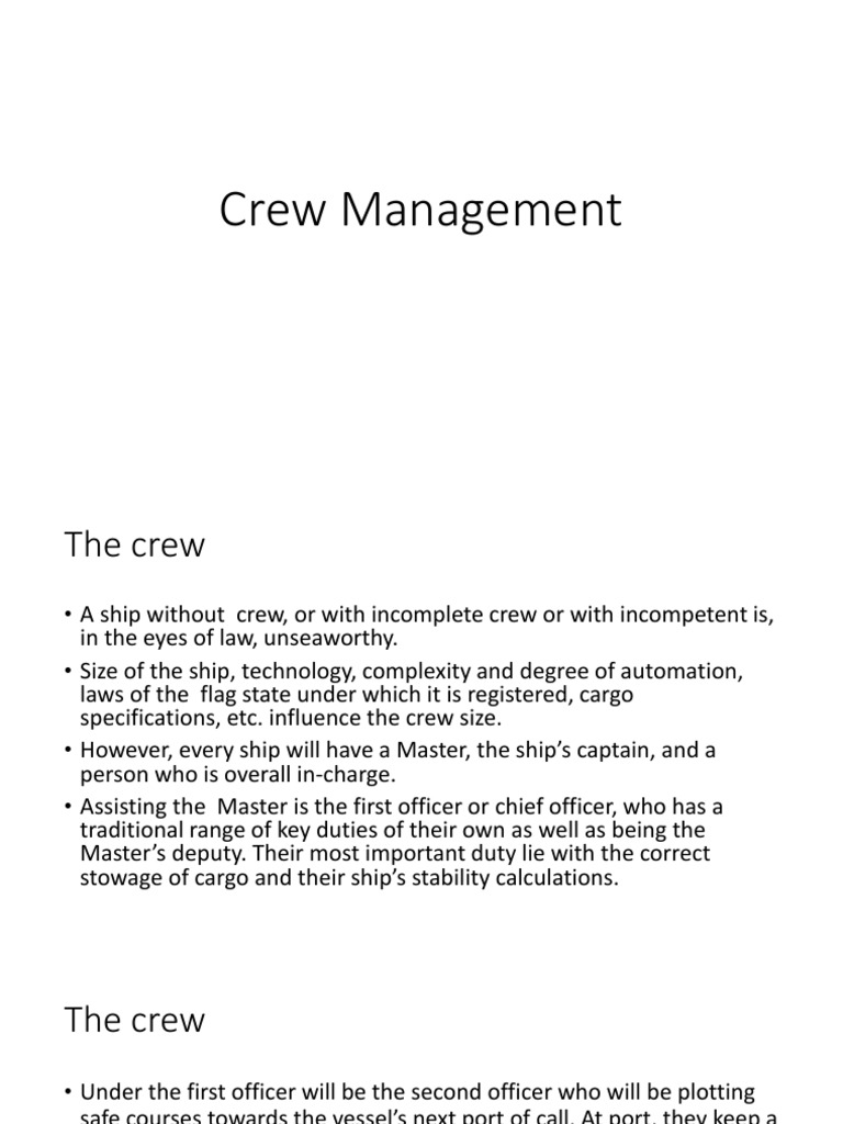 Crew Management Pdf Pdf Ships Sea Captain