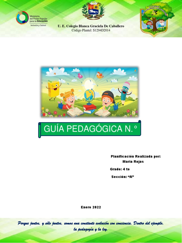 Guía Pedagógica N.° 1: U. E. Colegio Blanca Graciela de Caballero | PDF ...