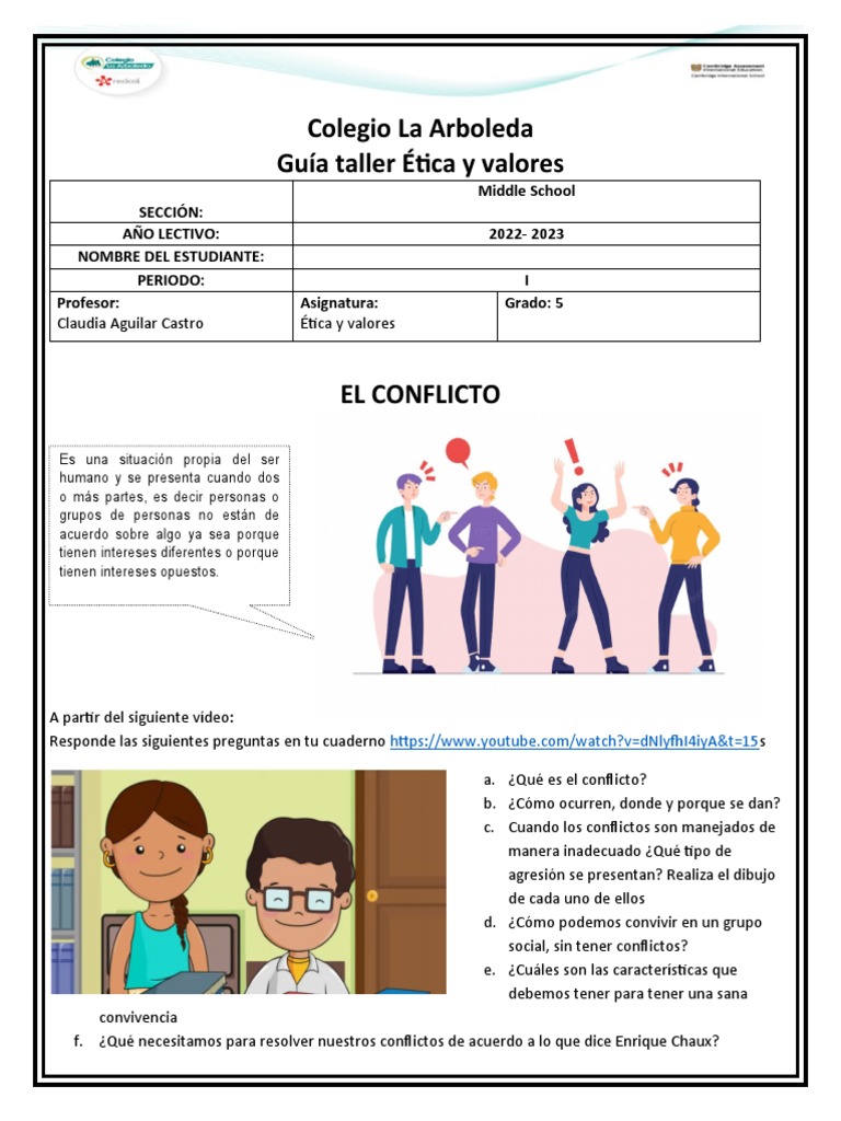 Taller El Conflicto Grados 5 | PDF | Mediación | Negociación