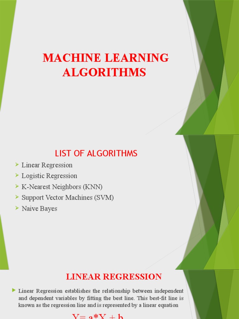 Machine Learning Algorithms | PDF | Regression Analysis | Statistical Classification