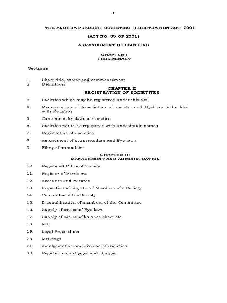 Ap Societies Registration Act, 2001 | PDF | Liquidation | Private Law