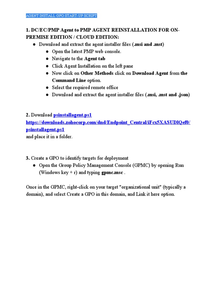 GPO Agent Installation Guide | PDF | Group Policy | Information Technology