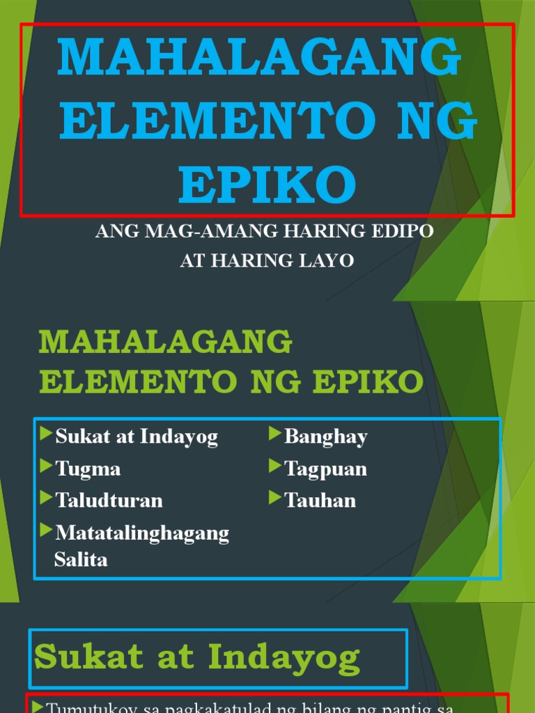 Mahalagang Elemento NG Epiko Oedipus Rex | PDF