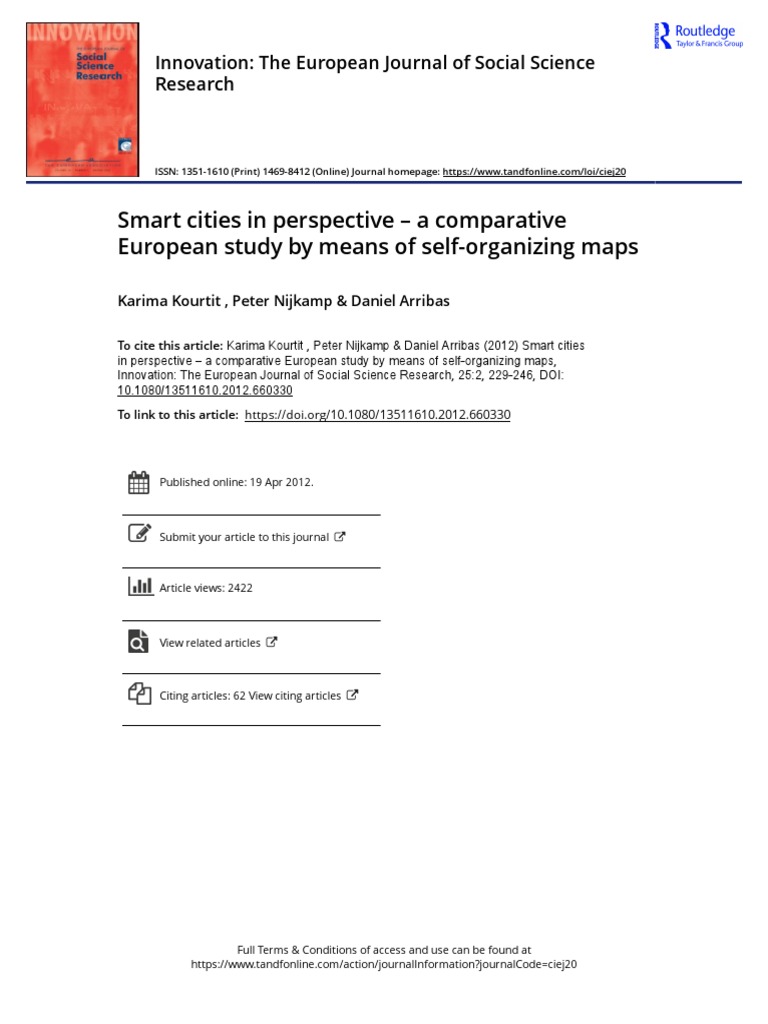 Smart Cities in Perspective A Comparative European Study by Means of Self Organizing Maps PDF | PDF