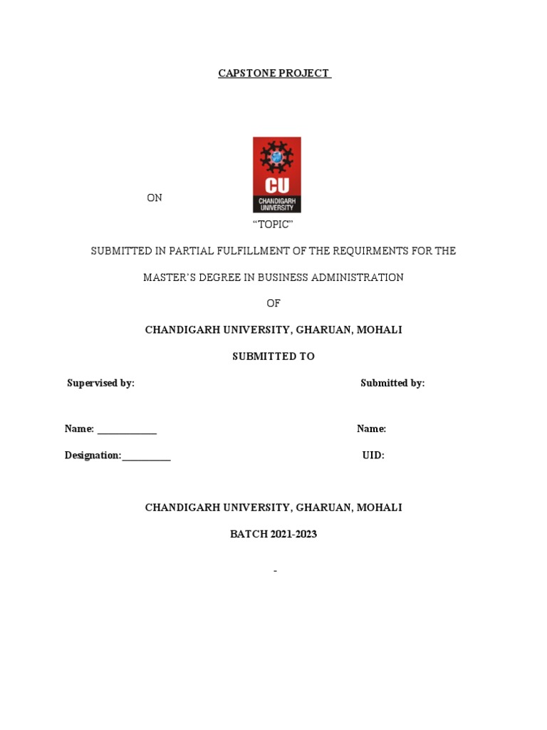 Capstone Project Cover Pages (Sample) - With Papercase Study | PDF