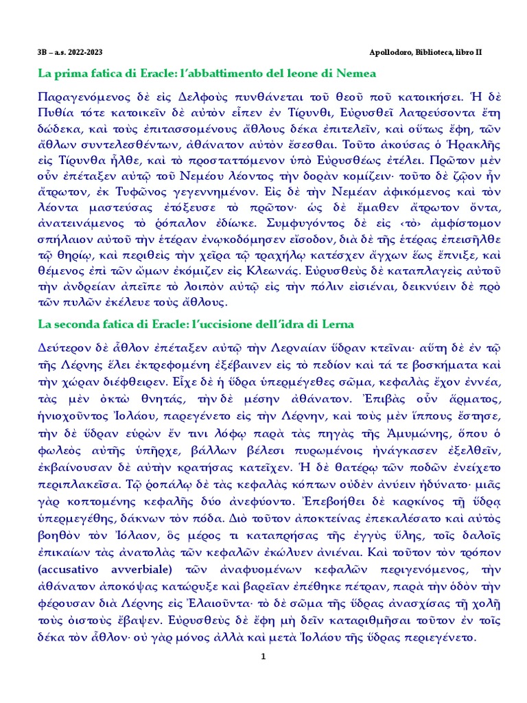 Fatiche Di Eracle 3B | PDF