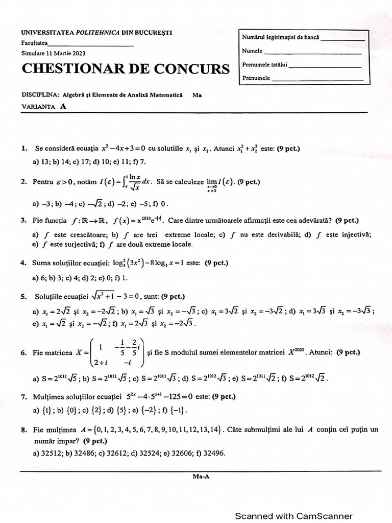 Simulare 2023 2 PDF | PDF