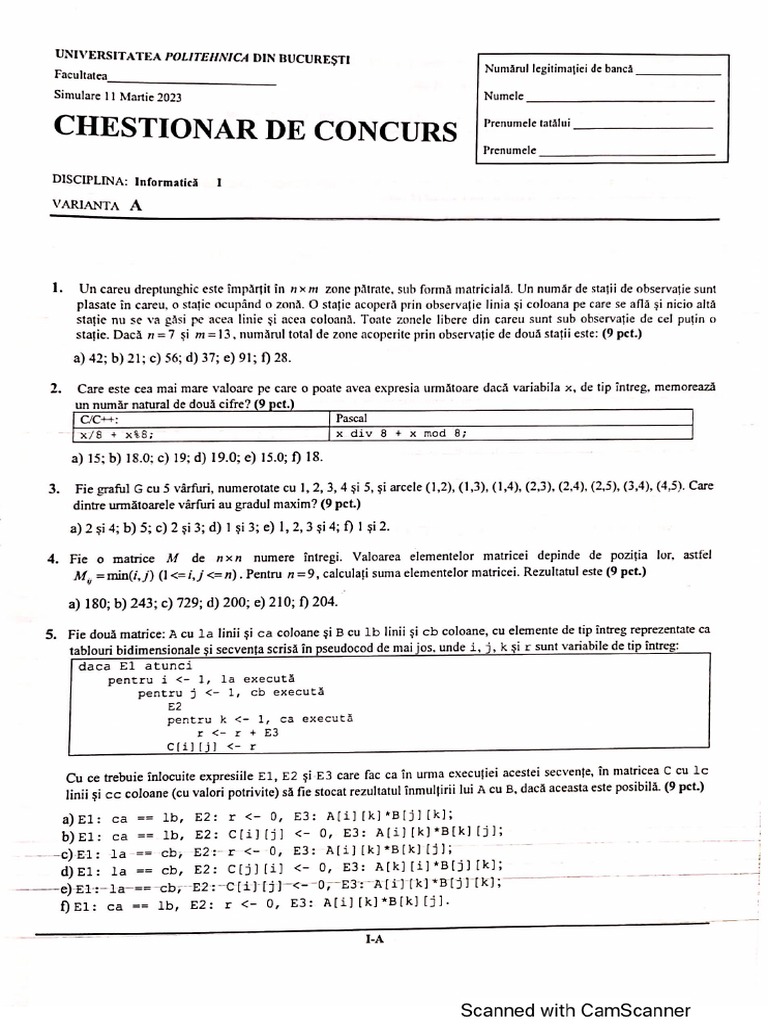 Simulare 2023 1 PDF | PDF