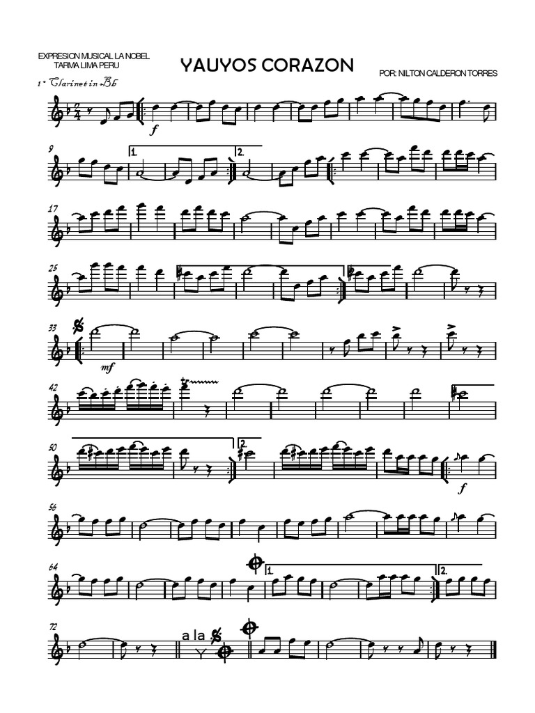 Polka Yauyos Corazon PDF | PDF | Musical Instruments | Aerophones