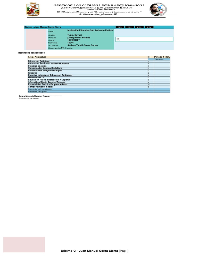 Boletin de Periodo P1 10C Sorza Sierra Juan Manuel 20230315 094650 | PDF | Science
