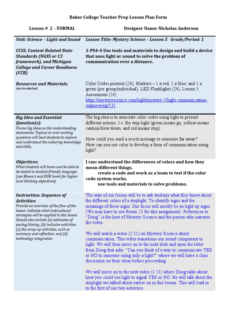 Mystery Science Lesson Plan For 01262023 | PDF | Cognition | Learning