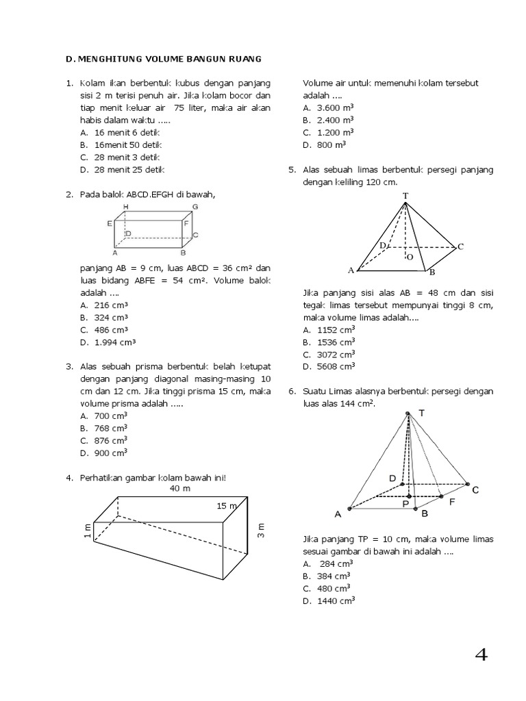 Bangun Ruang Sisi Datar SMP 1 | PDF