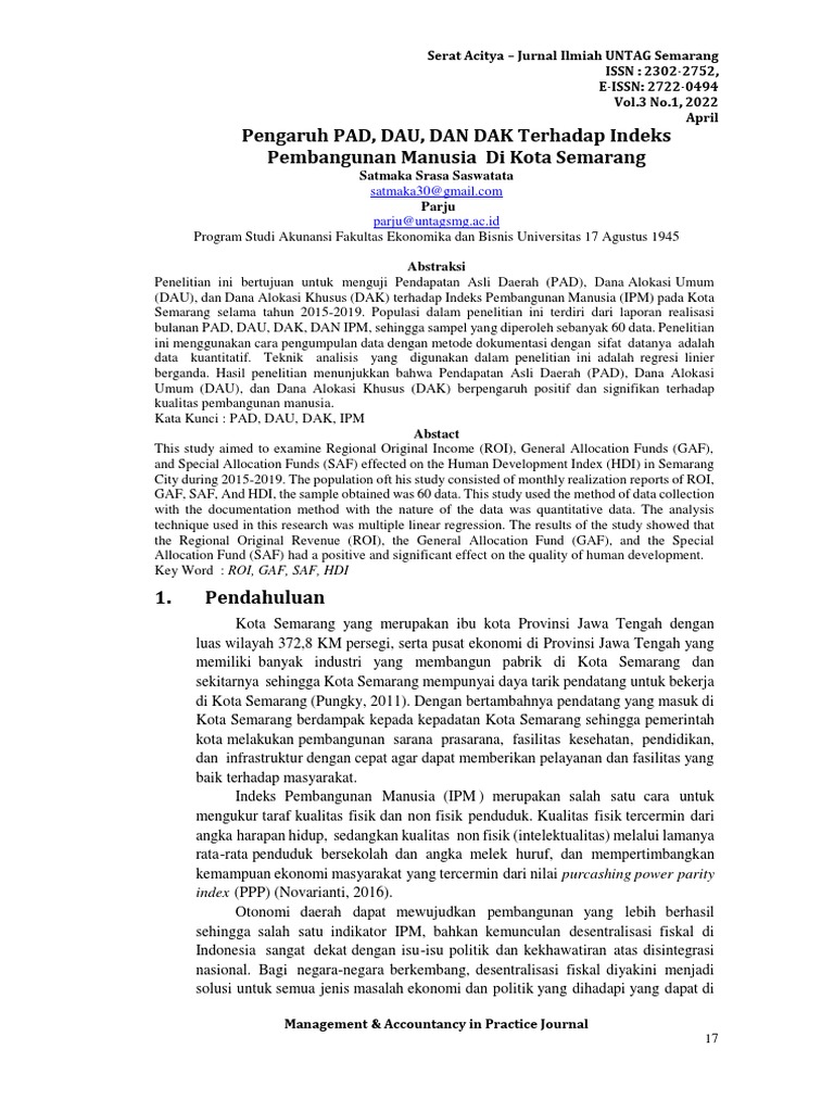 PAD, DAU, DAK THD IPM Kota Semarang | PDF