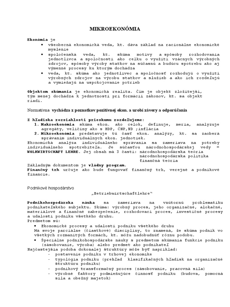 Dokumentácia - Skriptá Z Mikroekonómie (Zadania-Seminarky - SK) | PDF
