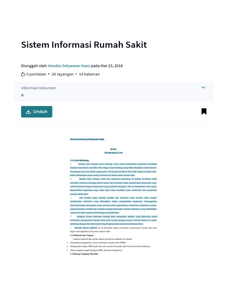 Sistem Informasi Rumah Sakit - PDF | PDF