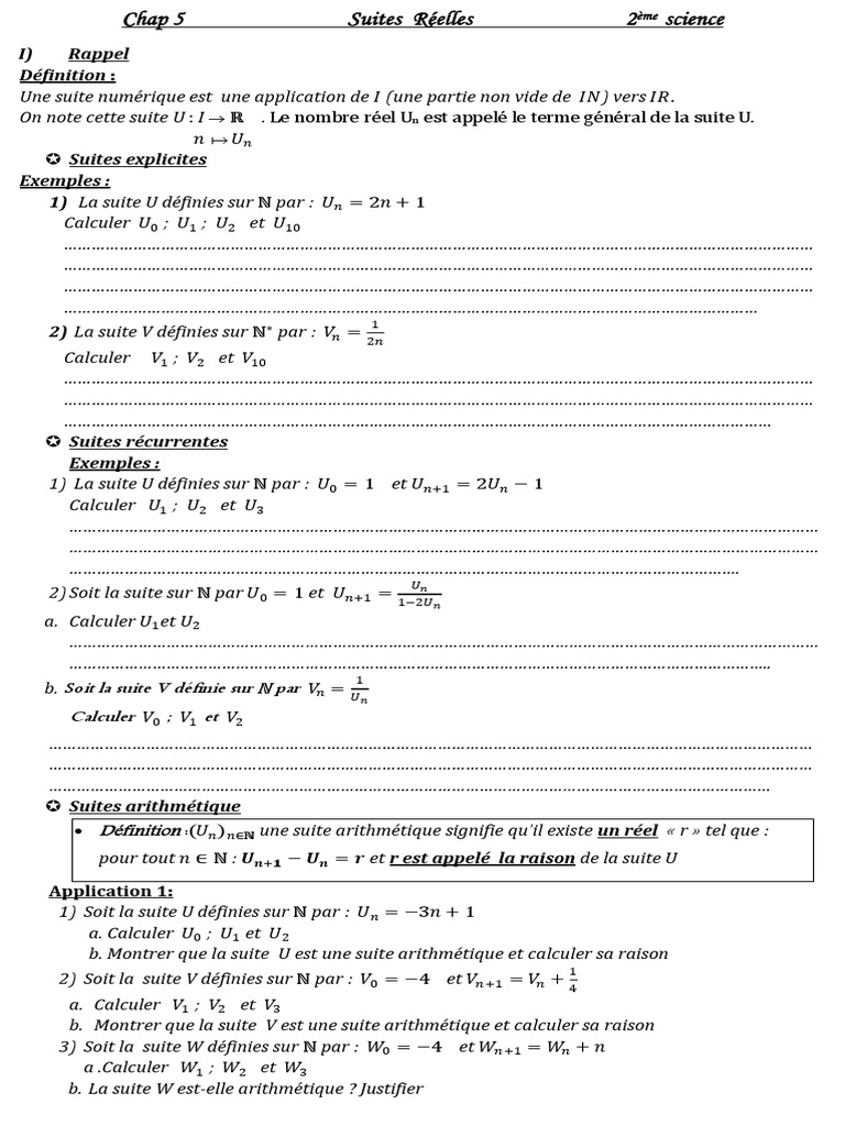 Suites Réelles en 2ème Science | PDF | Méthodes et références ...