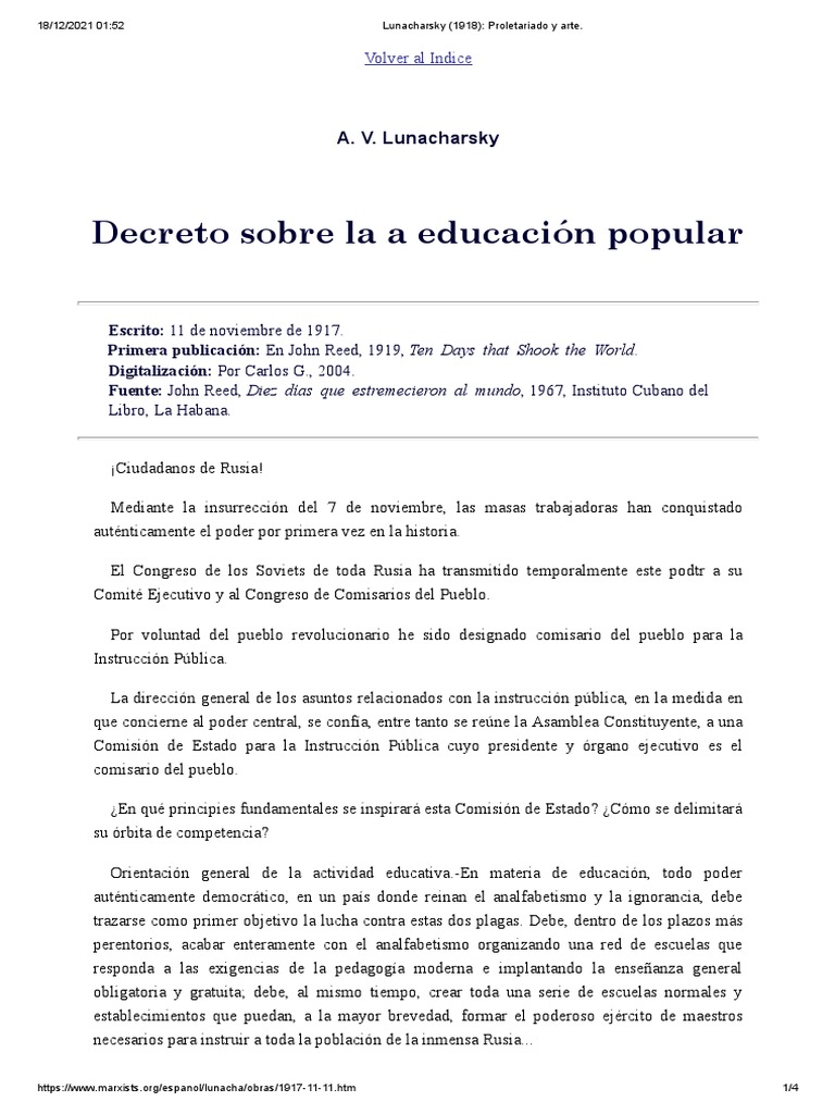 Lunacharsky (1918) - Proletariado y Arte | PDF | Democracia ...